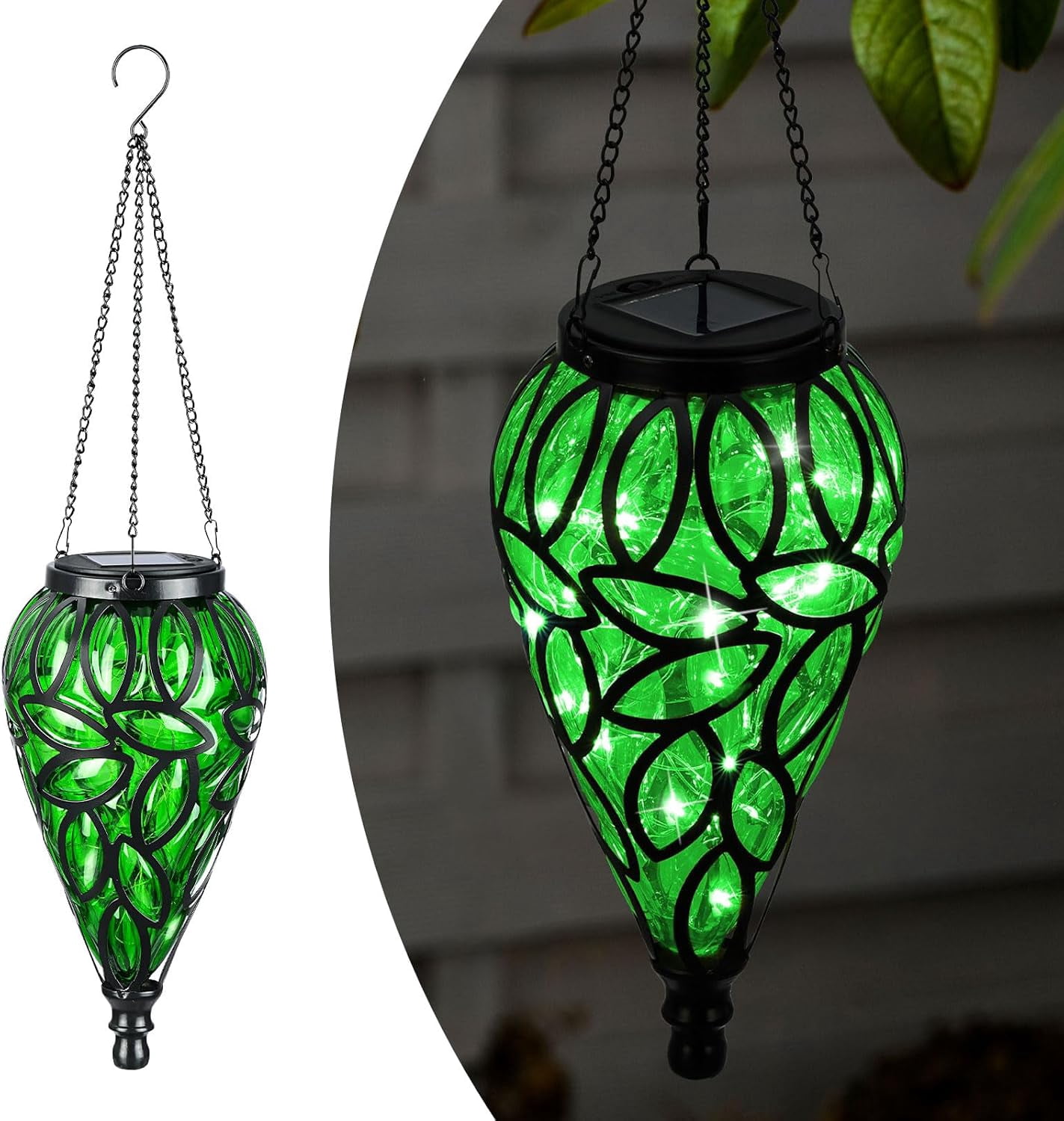 Outdoor Solar Hanging Lantern Lights, Tear-Shaped with 15 LEDs Cool ...