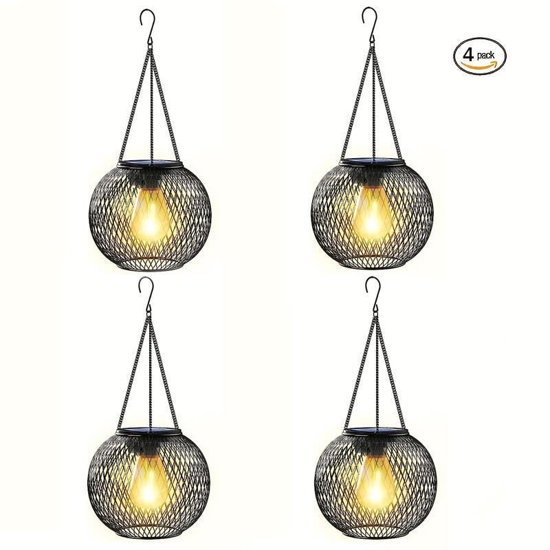 Outdoor Solar Hanging Light,2/4 packs Solar Lantern Outdoor Garden with ...