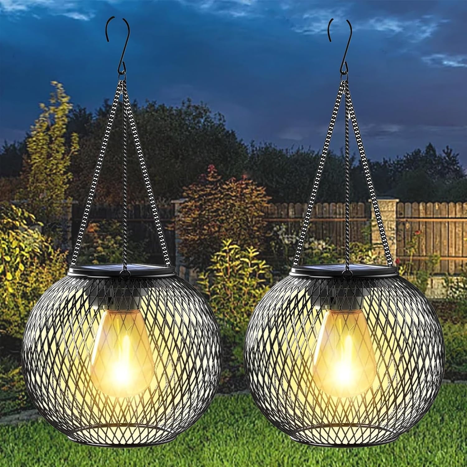 Outdoor Solar Hanging Light, Hanging Solar Powered Lights Balls Outdoor ...