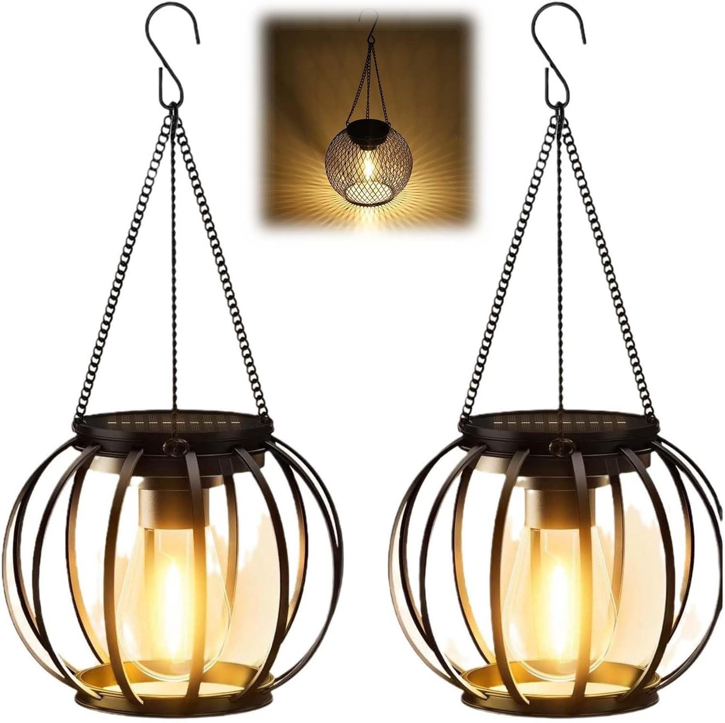 Outdoor Solar Hanging Light, Upgraded LED Solar Lantern, Waterproof ...