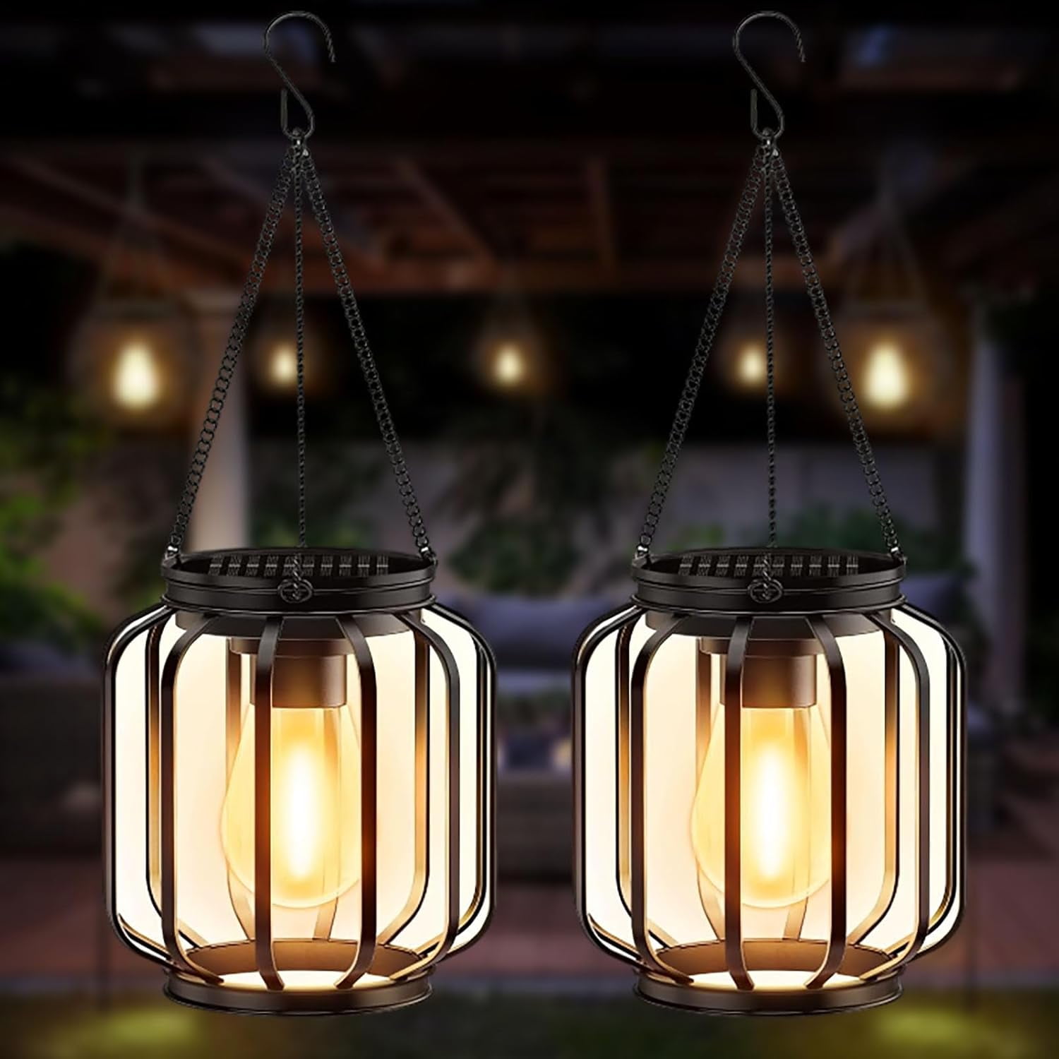 Outdoor Solar Hanging Light, Waterproof Solar Lantern for Yard, LED ...