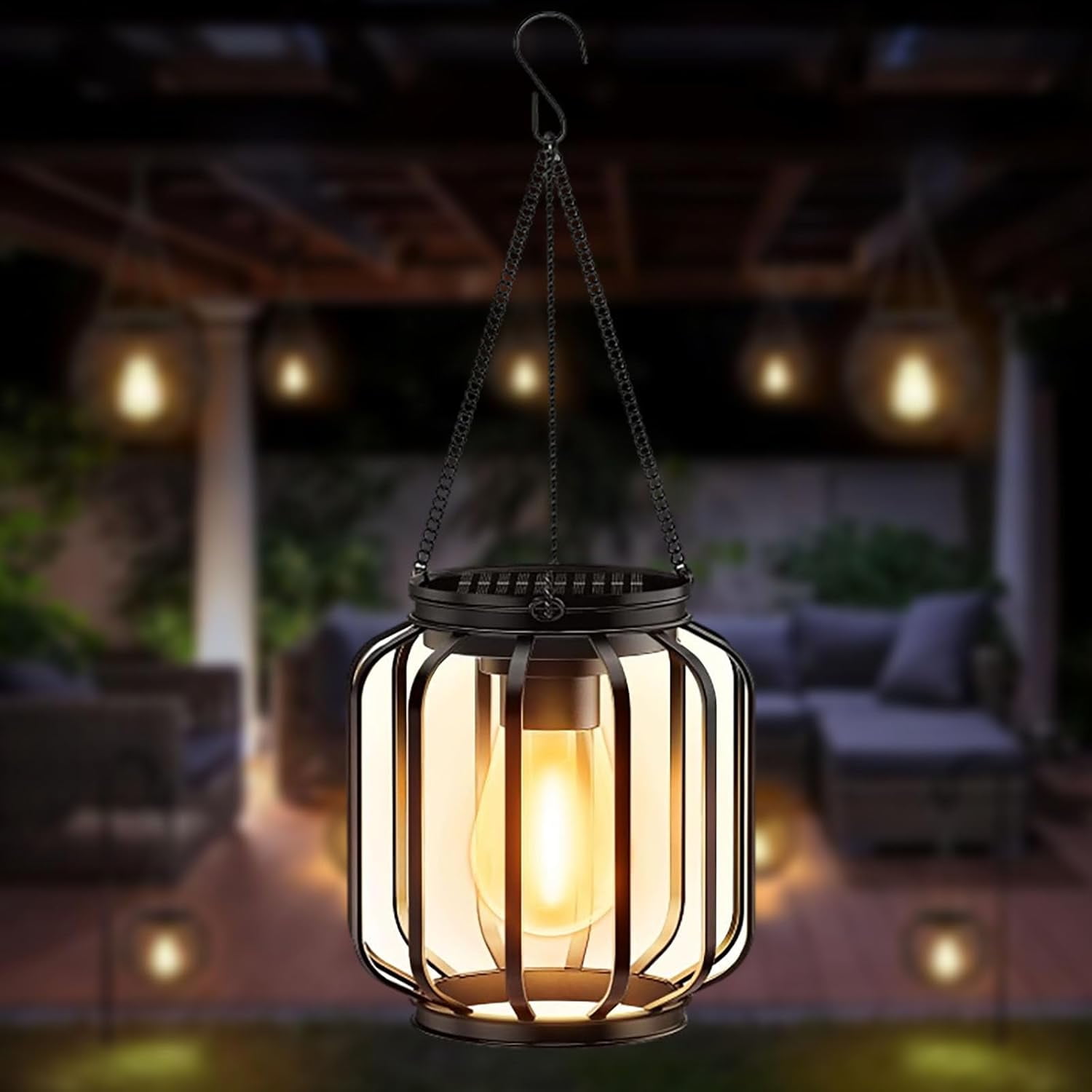 Outdoor Solar Hanging Light, Waterproof Solar Lantern for Yard, LED ...