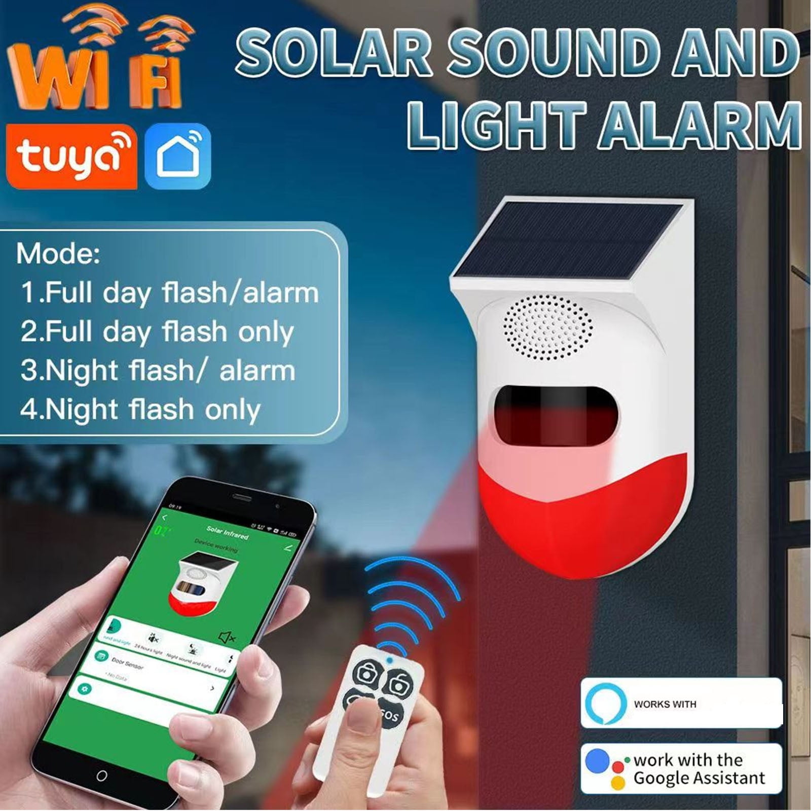 Outdoor Solar Infrared Detector Sensor WiFi Smart Burglar Alarm House ...