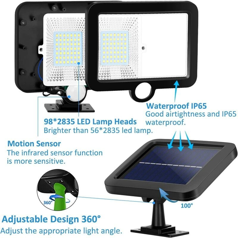 Outdoor Solar Lamp, Outdoor LED Floodlight with Motion Sensor, Split ...