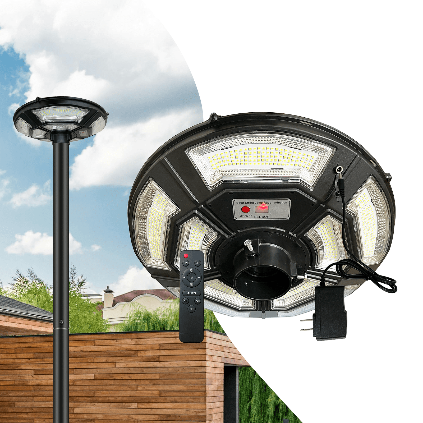 Outdoor Solar Lamp Post Light with Motion Sensor - IP65 Waterproof ...