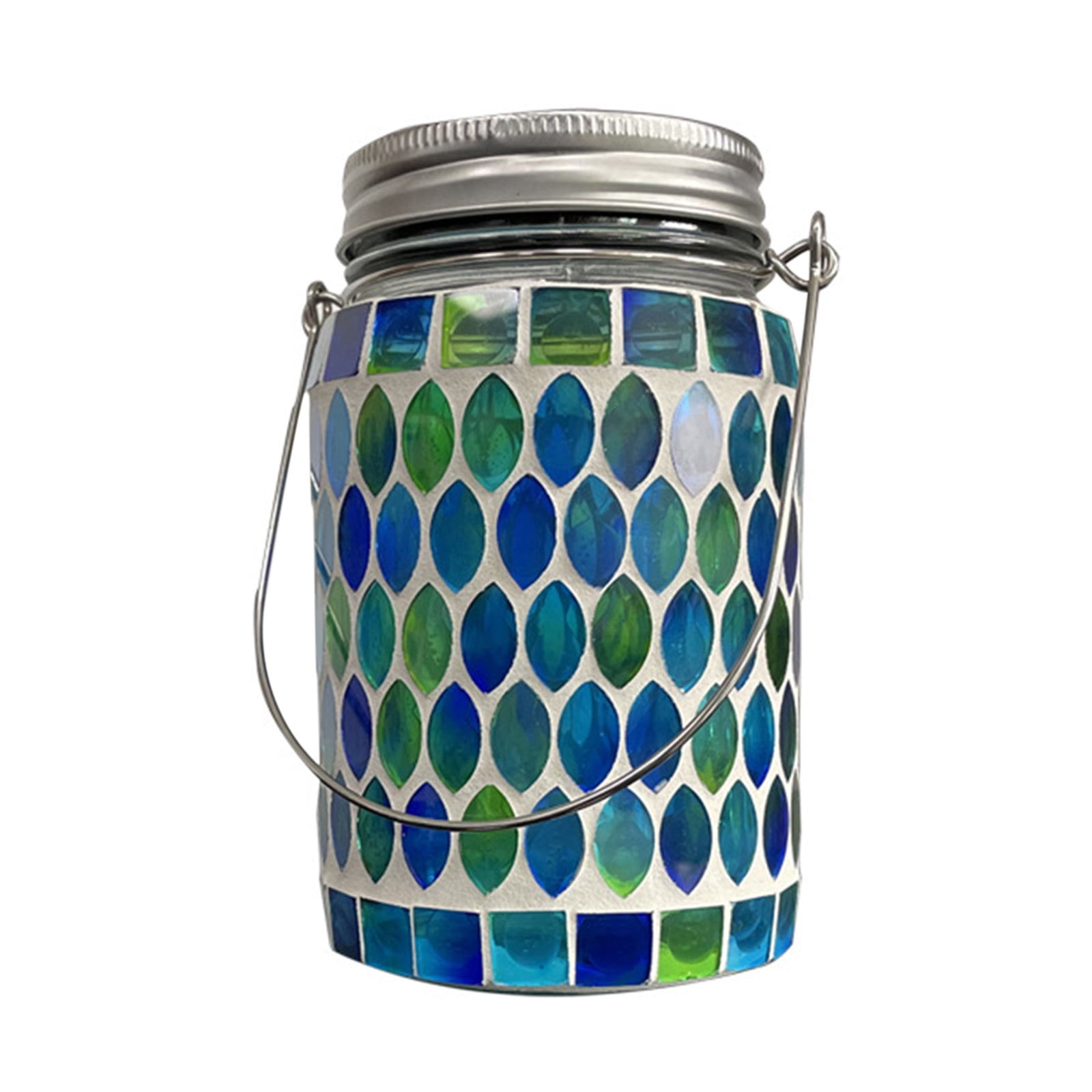 Outdoor Solar Lantern Lights Decorative Mosaic Jar Hanging Lantern ...