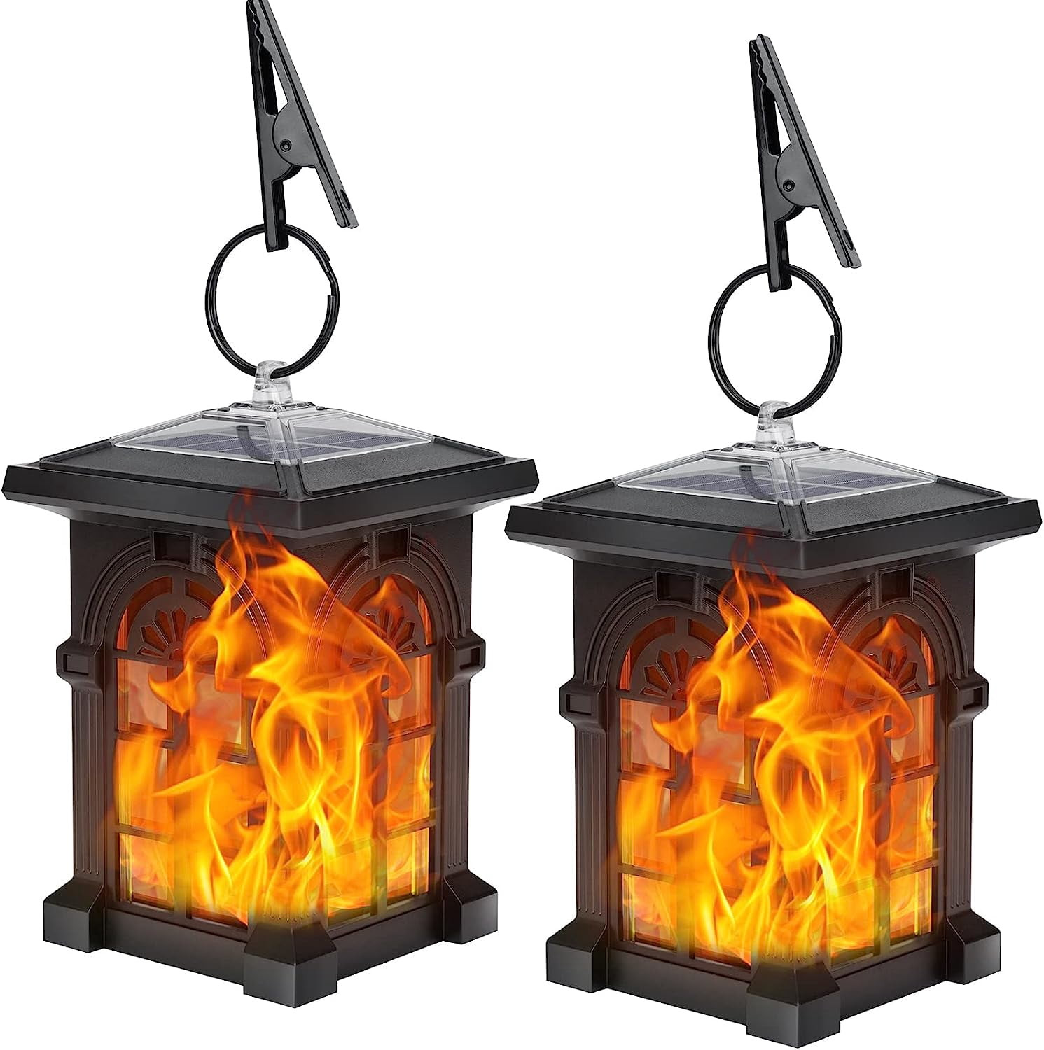 Outdoor Waterproof Solar Lanterns, Flickering Flame Lights for Garden ...
