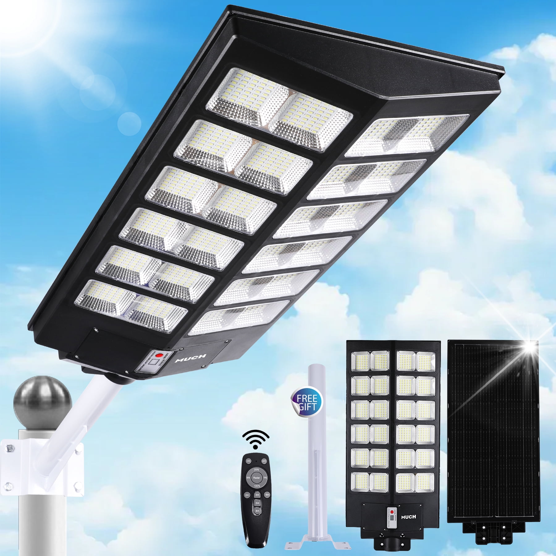 Outdoor Solar Light 10000W LED Motion Sensor Radar Sensing Wall Street ...