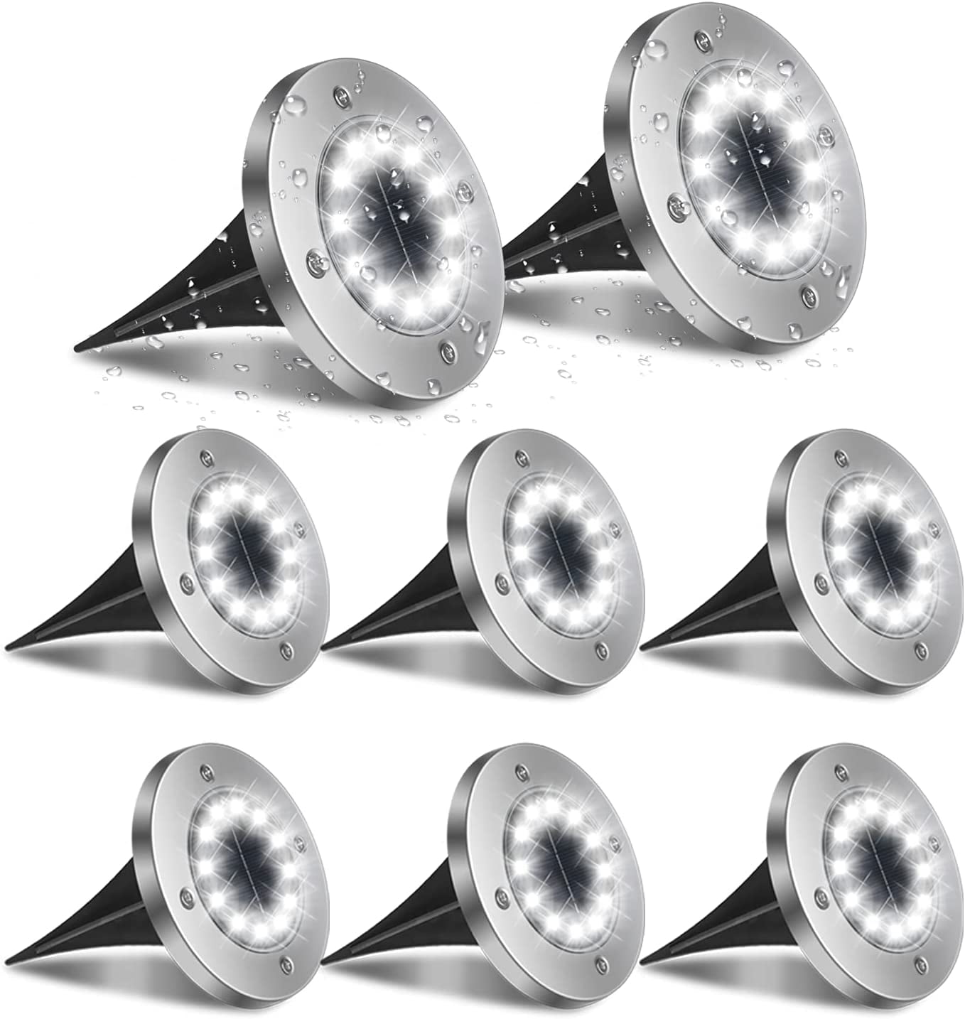 Outdoor Solar Light, 8Pack 12Led Ground Light Garden Lighting 6000K ...