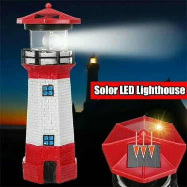 Jumbl Solar Powered Lighthouse with Rotating LED Lamp for Garden & Yard ...