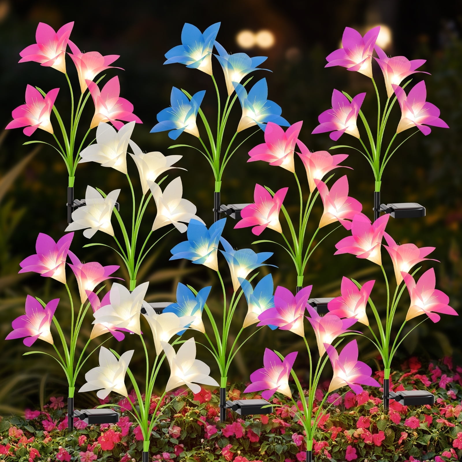 Solar Garden Lights Outdoor, 10 Packs Solar Lily Flower Lights ...
