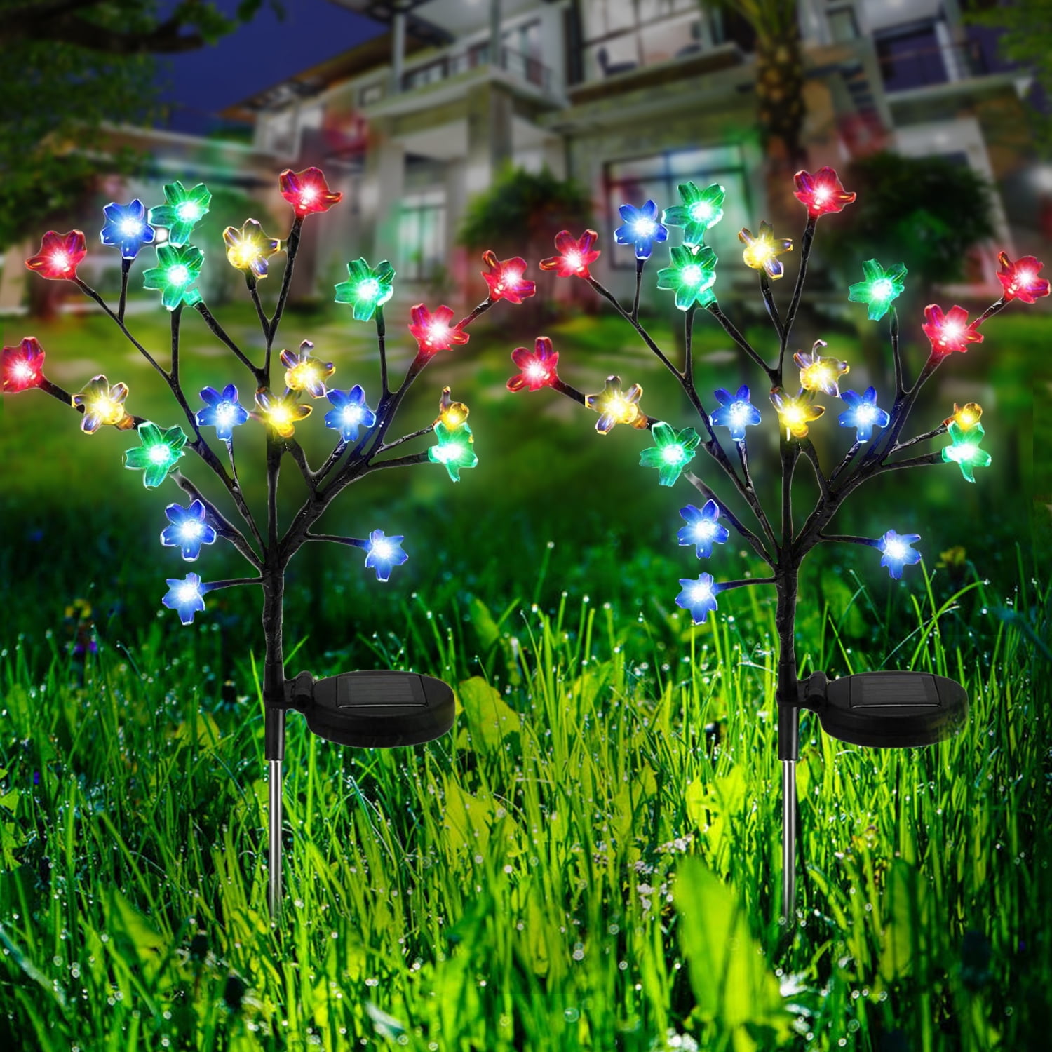 Outdoor Solar Lights, 2 Pack Solar Fairy Lights Waterproof Multi-Color ...