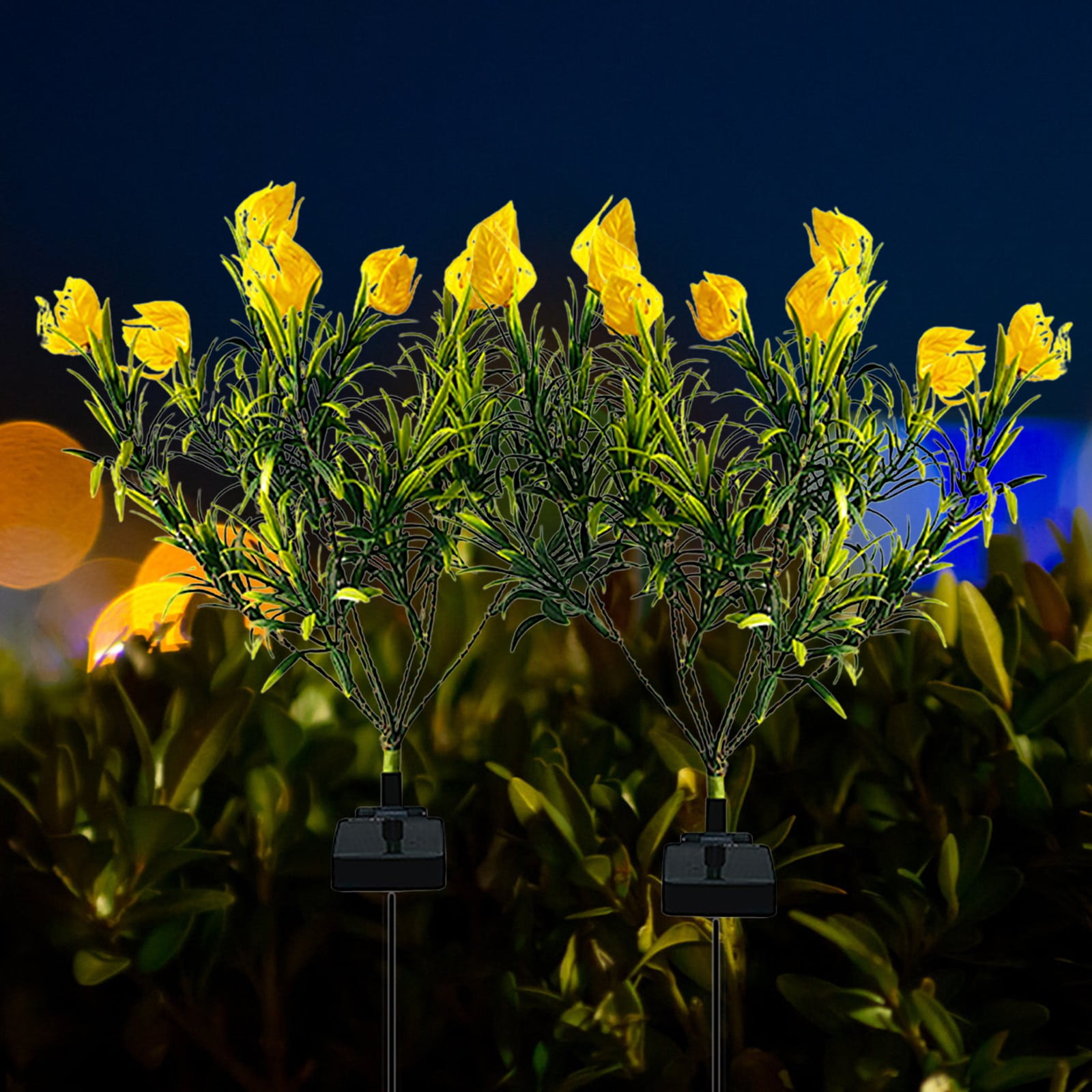 Outdoor Solar Lights, 2 Pack Solar Garden Lights with Cape Jasmine ...