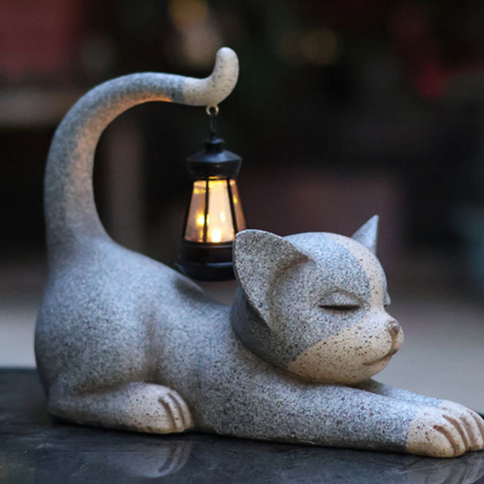 Outdoor Solar Lights Cute Cat Lights Garden Resin Animal Reading Lamp ...