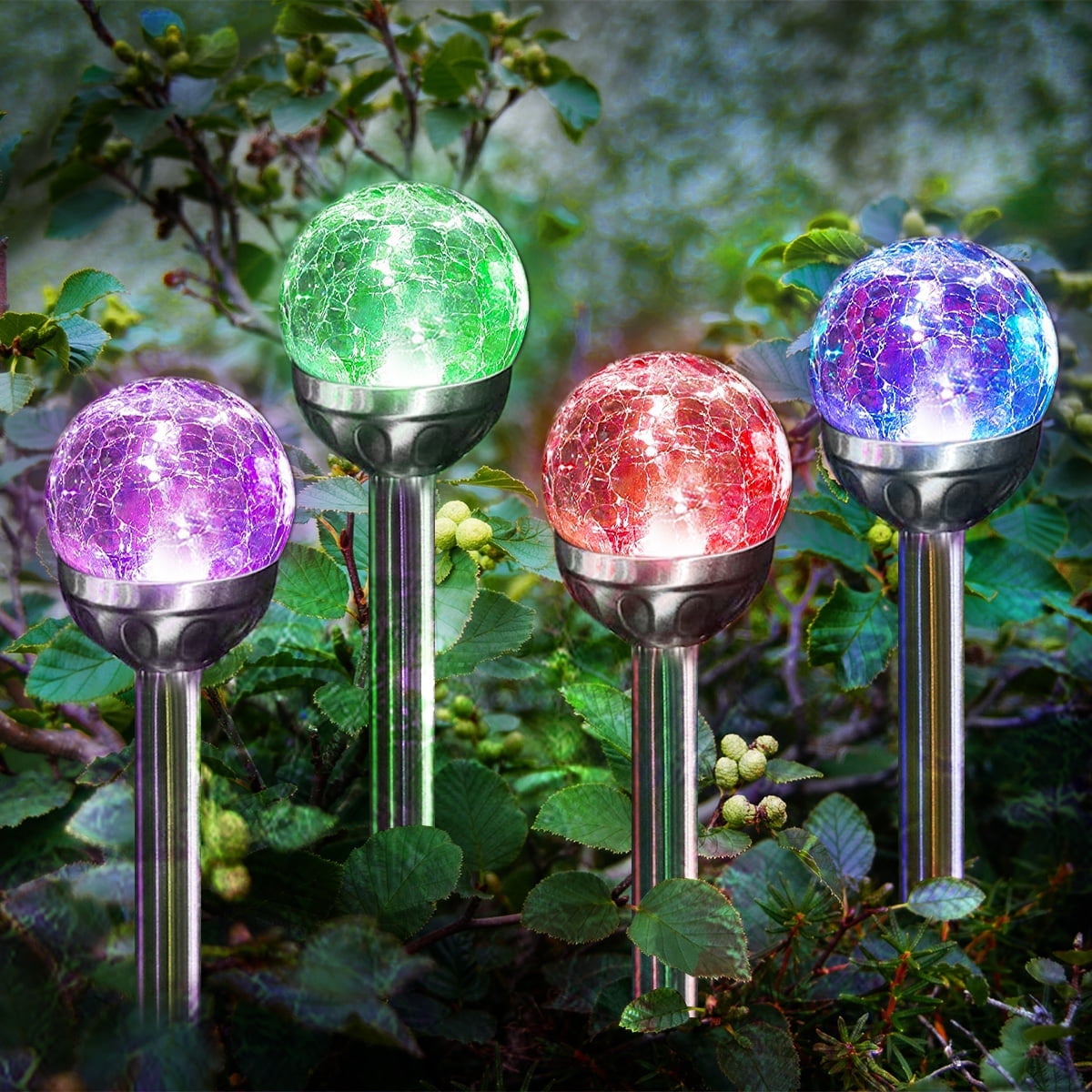 Outdoor Solar Lights, Decorative LED Flowers, 2pcs Solar Lilies Patio ...
