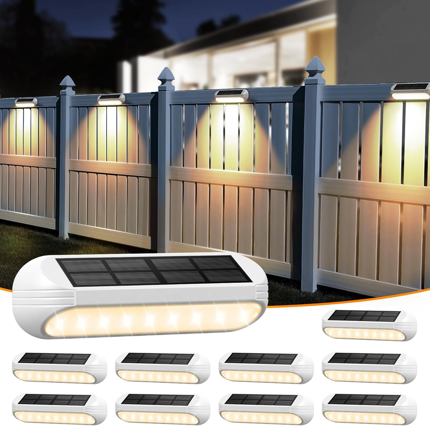 Outdoor Solar Lights for Outside, 10 Pack Bright Solar Fence Lights ...
