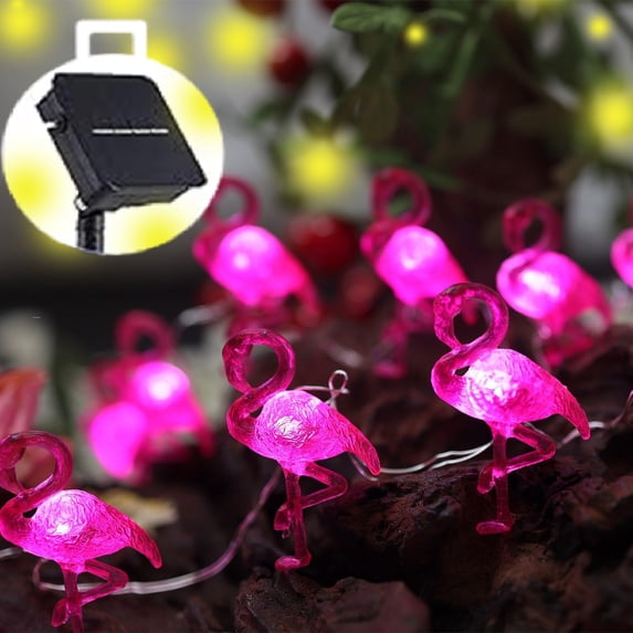 Outdoor Solar Lights for Outside Pink Flamingo Garden Decor 14ft 40LED ...