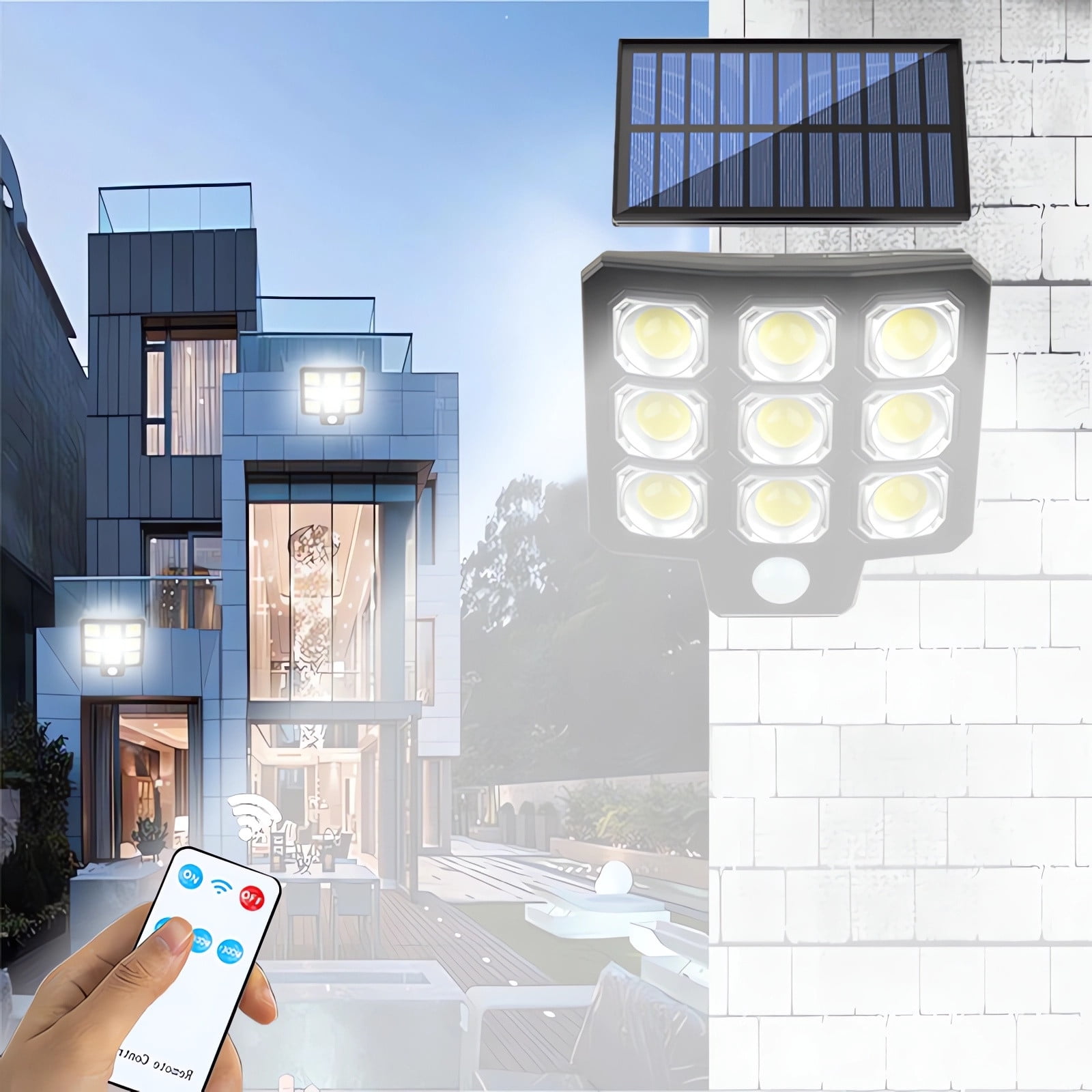 Outdoor Solar Motion Sensor Light with Remote Control,Waterproof LED ...