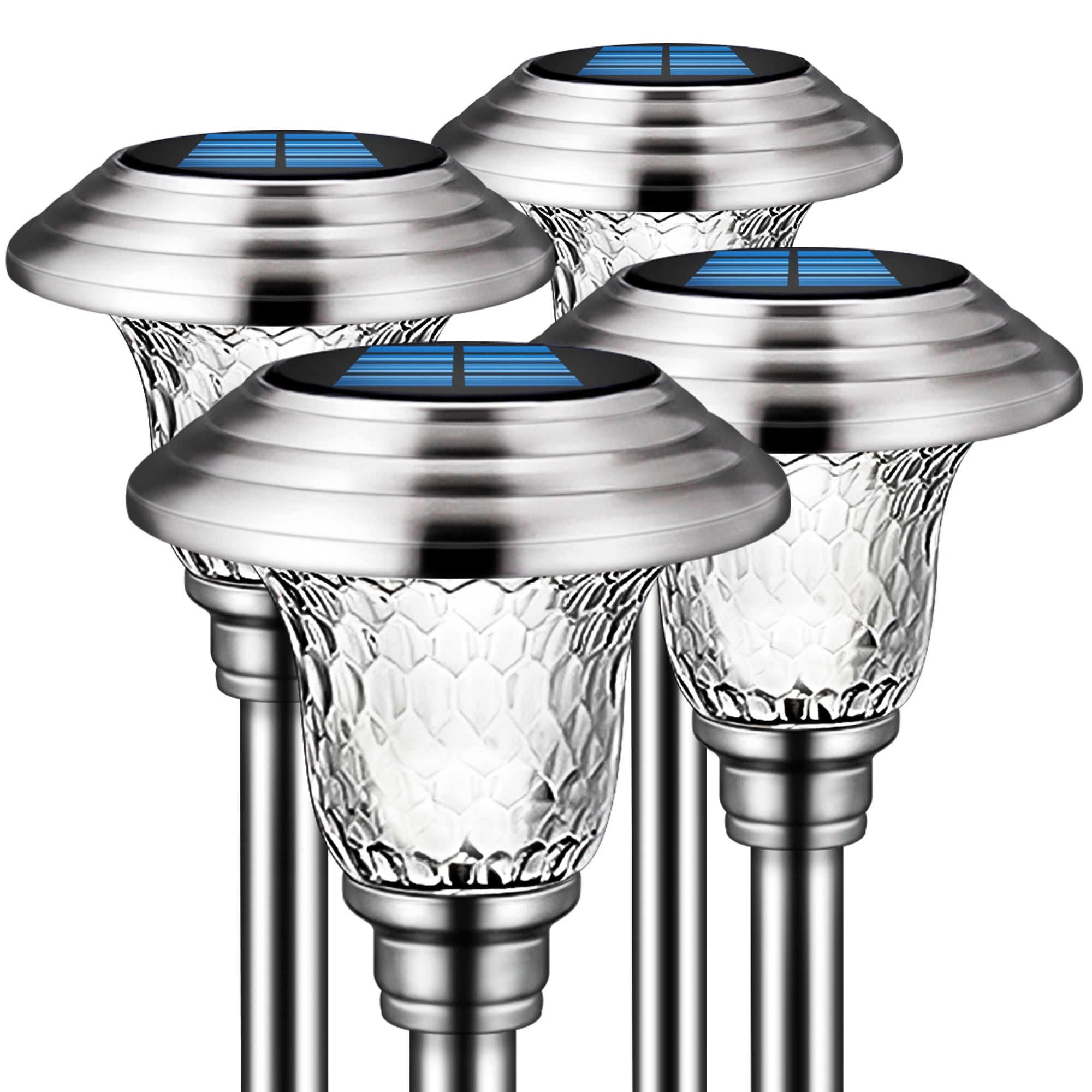 WeGuard 4 Pack Solar Pathway Lights, Waterproof Stainless Steel Lights ...
