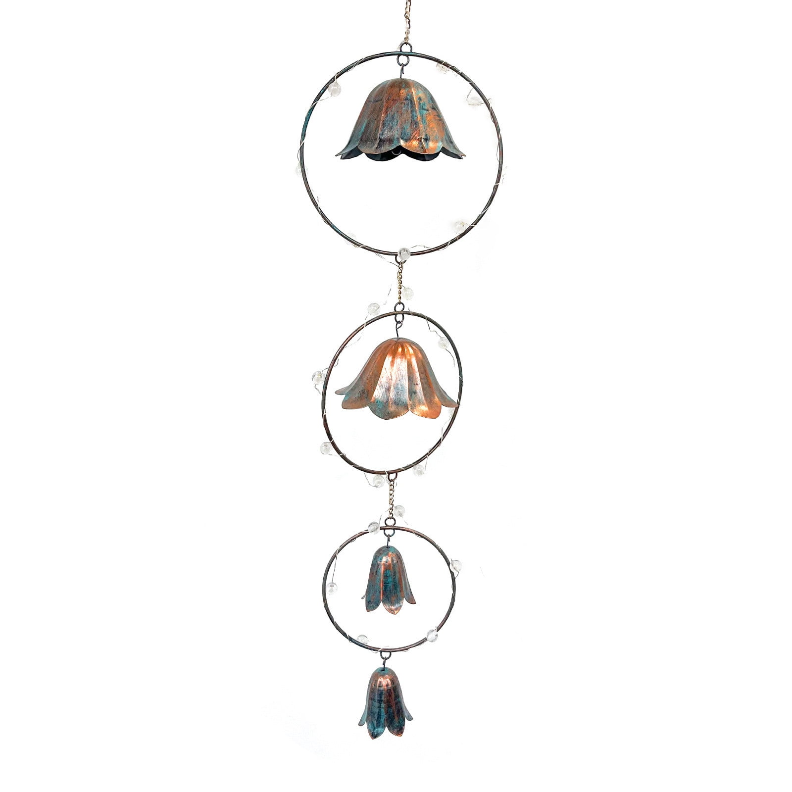 Outdoor Solar Pendant Retro Copper Color Luminous Bell Pendant ...