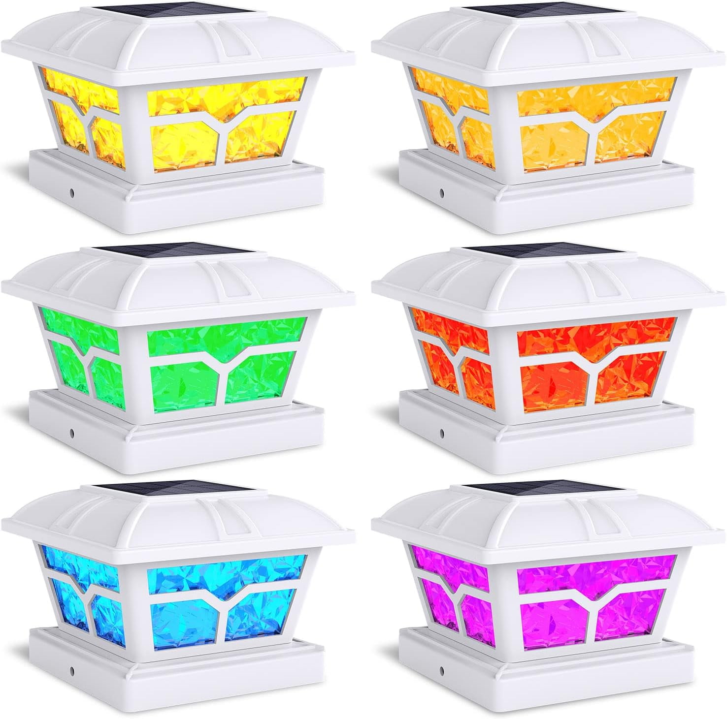 Outdoor Solar Post Cap Lights with 2 Color Modes LED for 4x4 5x5 6x6 ...