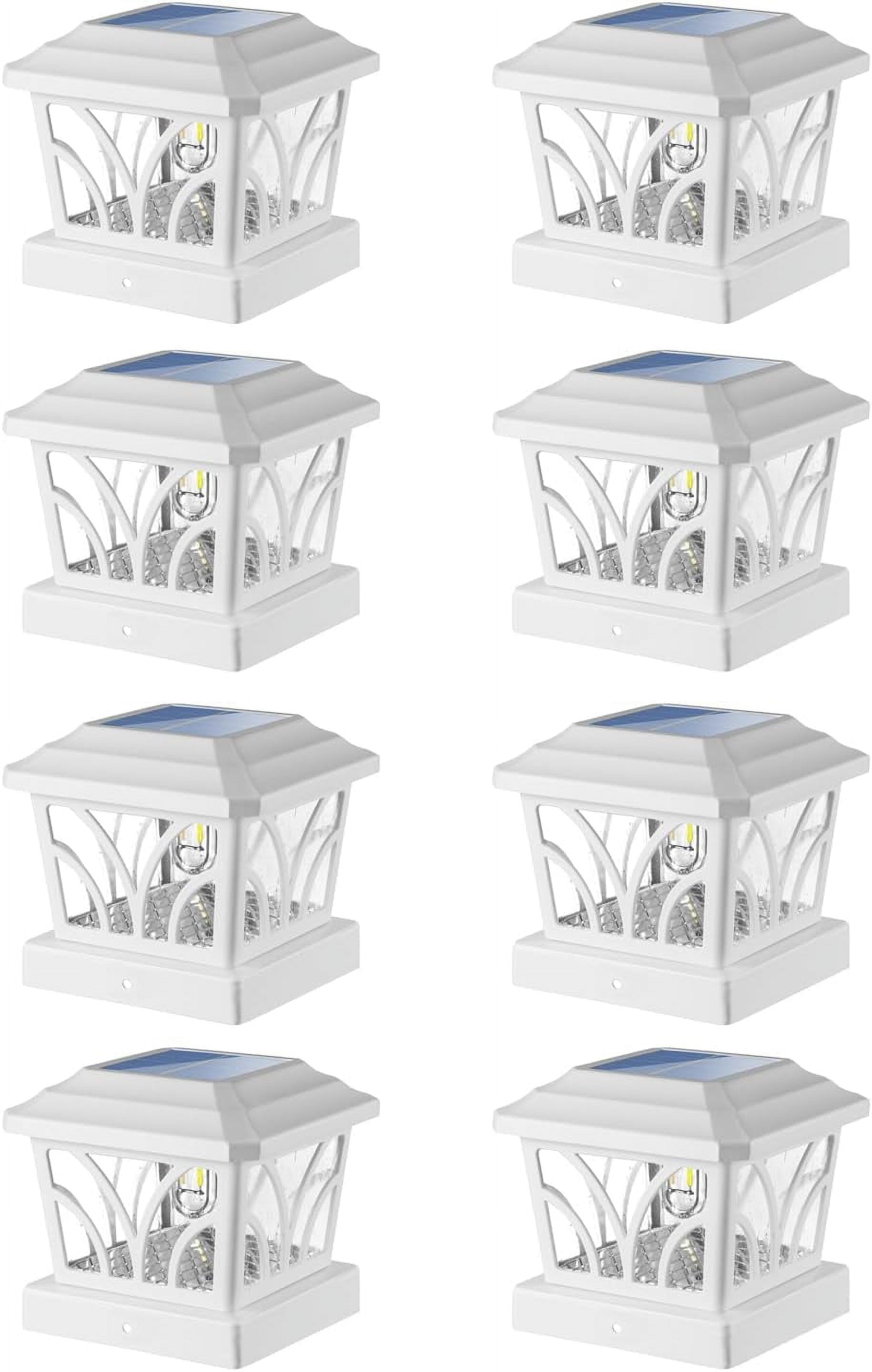 Outdoor Solar Post Lights, 2 Modes Aluminum Deck Fence Cap Light with ...