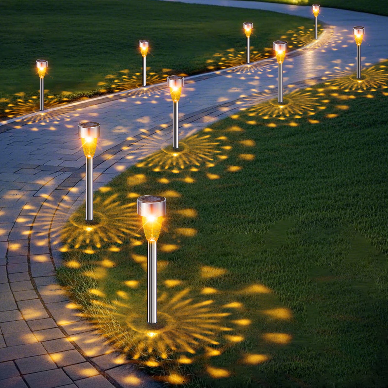 Qoosea Solar Lights Outdoor Waterproof Outdoor Decor Pathway Lights ...