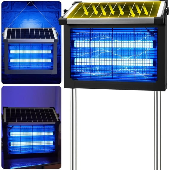 Outdoor Solar Powered, Mosquito Zapper Indoor with 4500V High Powered ...
