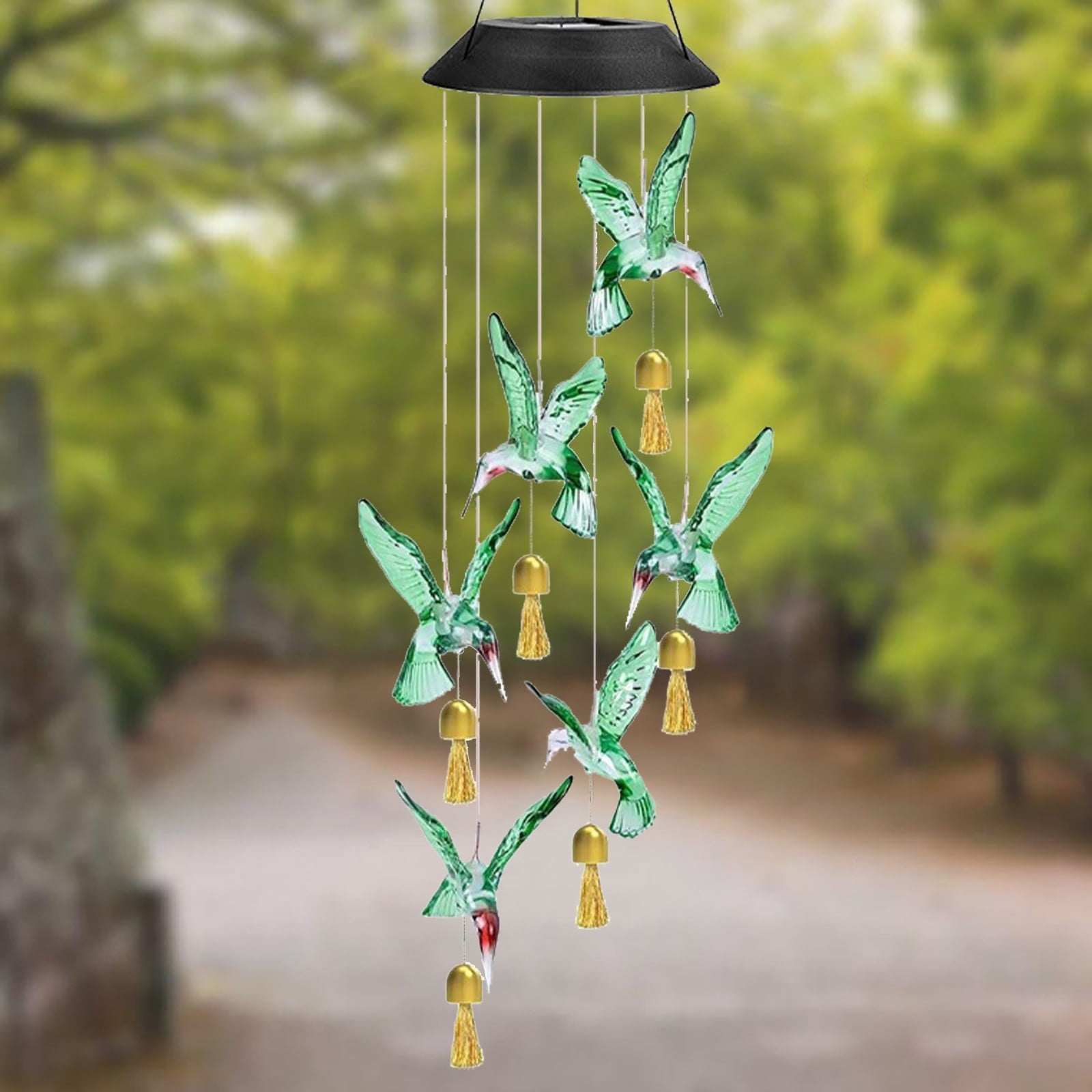 Outdoor Solar Powered Wind Chime Featuring LED Butterflies and ...