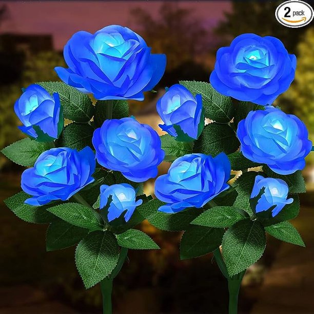 Outdoor Solar Rose Flower Lights with 5 Rose Flowers, Waterproof Solar ...