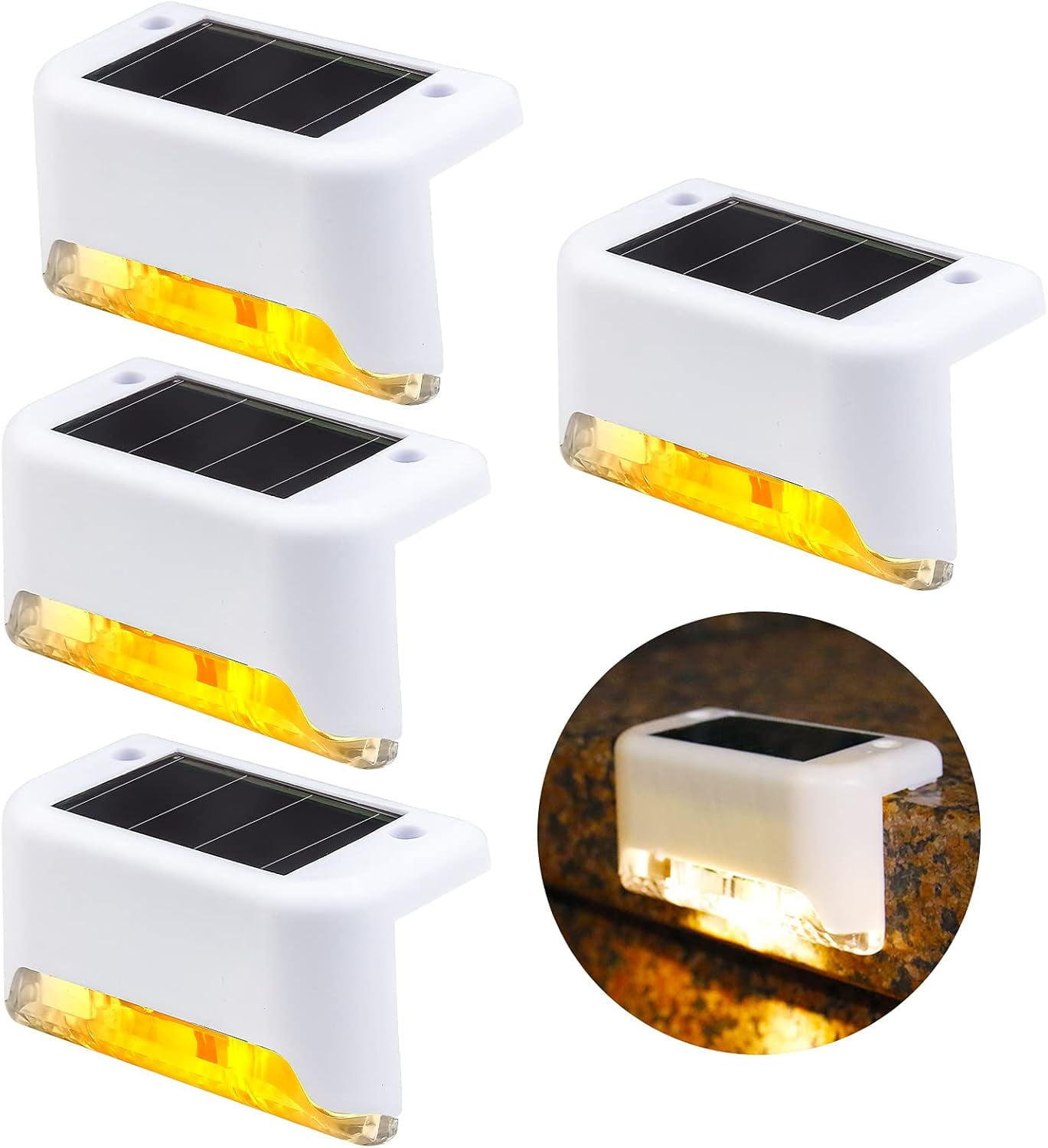 Outdoor Solar Step Lights, Automatic Turn On For Pathway And Yard (Pack ...