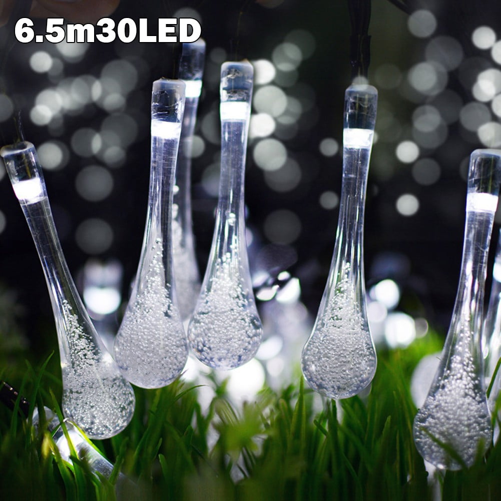 Outdoor Solar String Lights 21.3 Feet 30 Led Water Drop Solar Powered ...