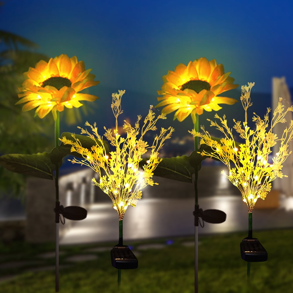Outdoor Solar Sunflower Lights IP65 Waterproof Canola Flowers Solar LED ...
