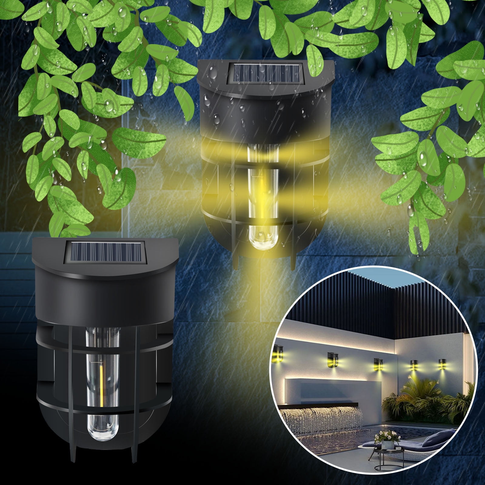Outdoor Solar Tungsten Wire Wall Light Hollow-out Wall Hanging Light ...