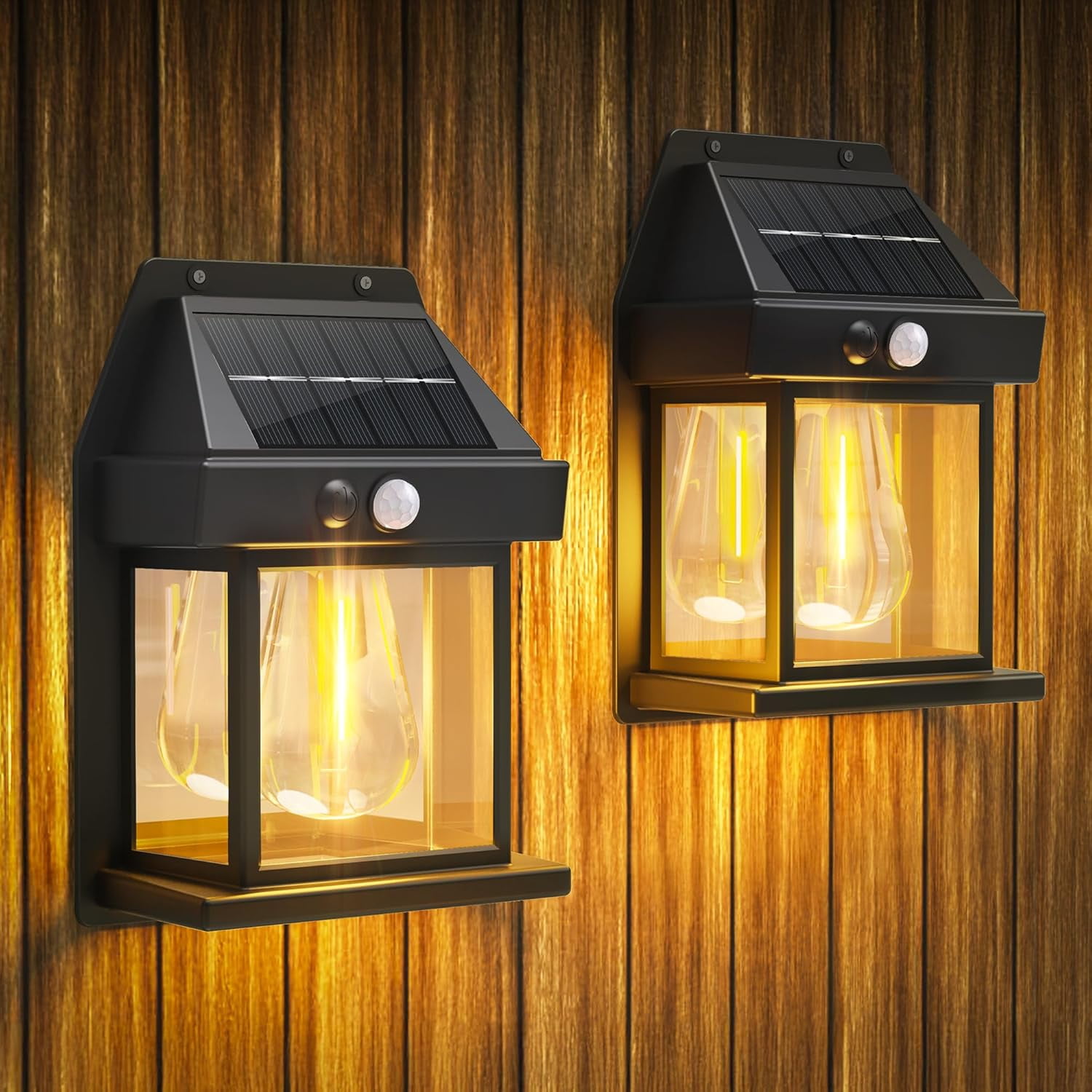 Outdoor Solar Wall Lights - 2 Pack Solar Waterproof Brighter Porch Wall ...