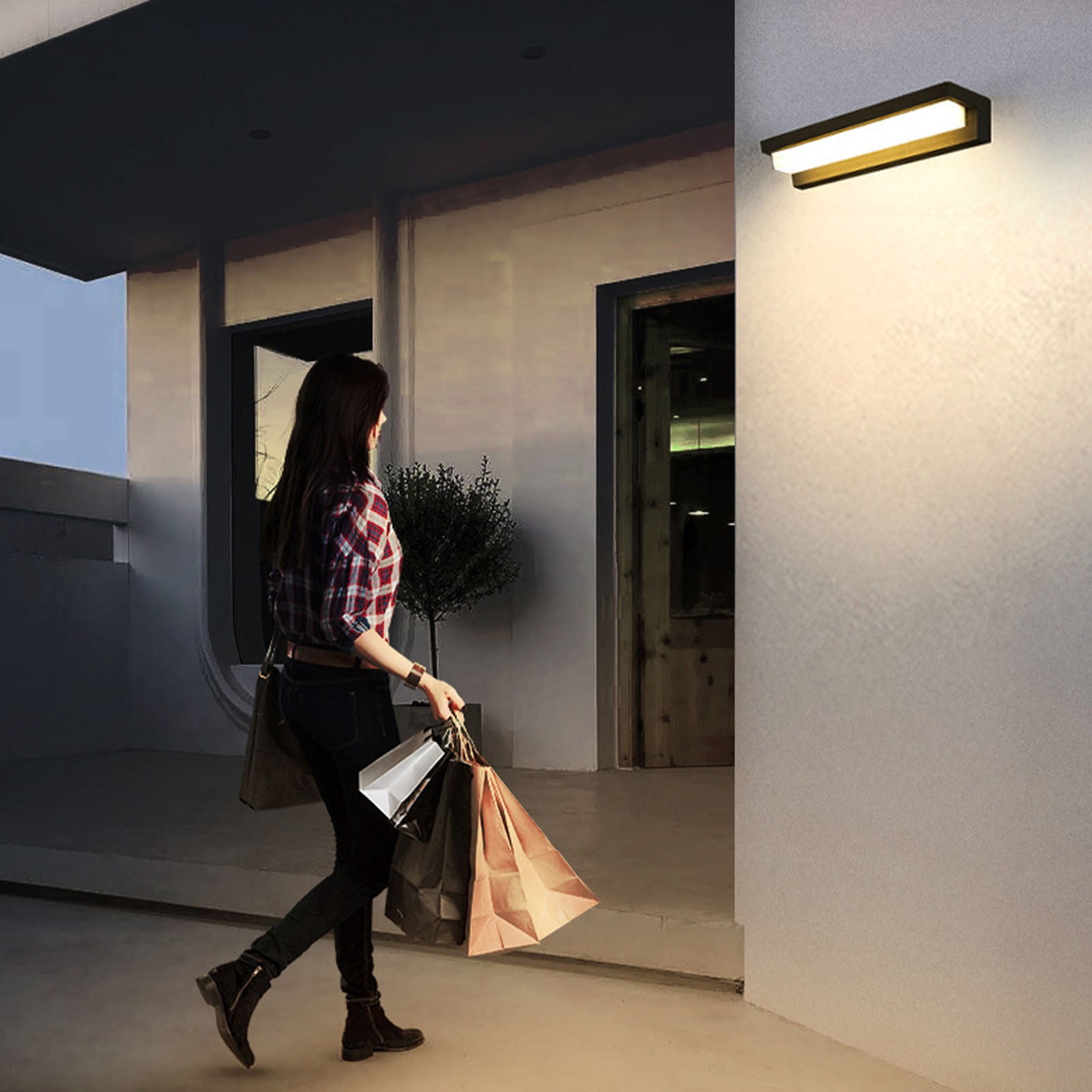 Outdoor Solar Wall Mounted Light Rainproof Night Light with Human Motion Sensor for Courtyard ...