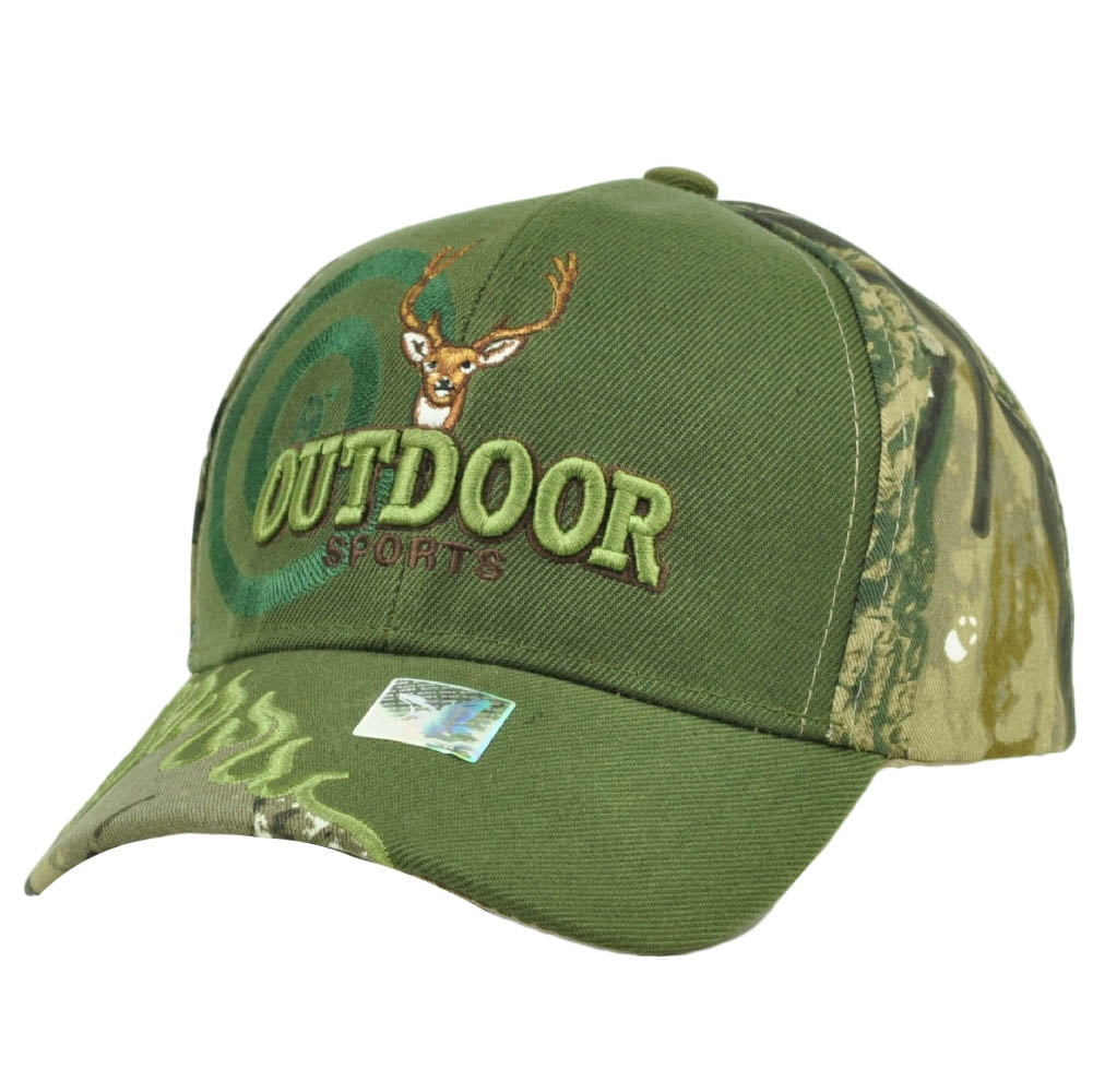 Outdoor Sports Green Camouflage Camo Flames Camping Camp Deer Hat Cap ...