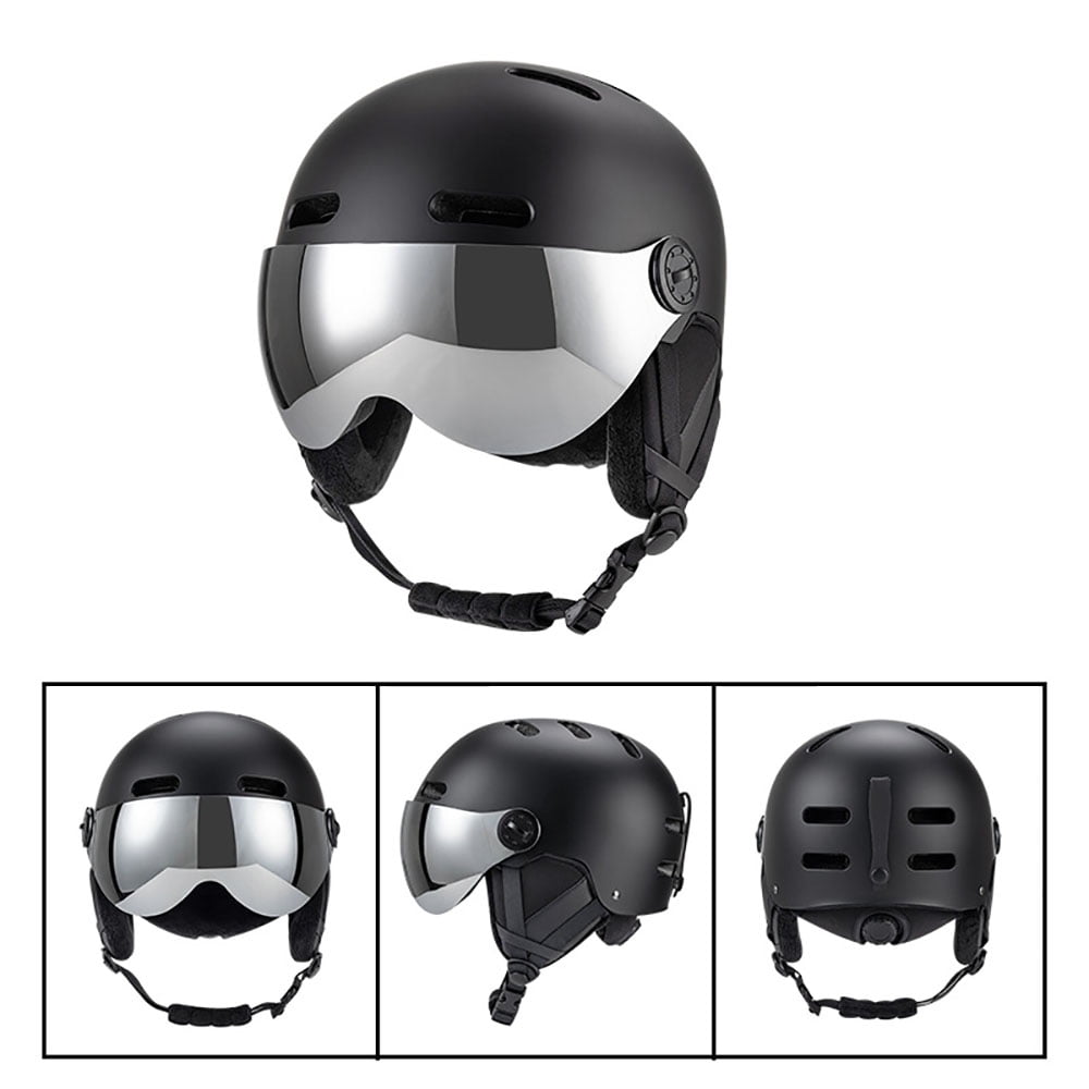 Outdoor Sports Ski Helmet with Integrated Electroplated Goggles, Unisex ...
