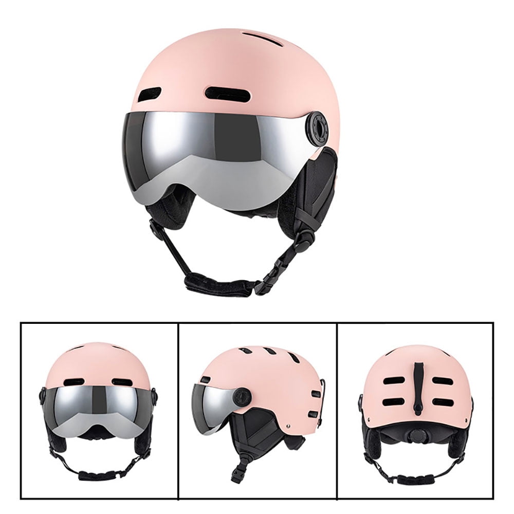 Outdoor Sports Ski Helmet with Integrated Electroplated Goggles, Unisex ...