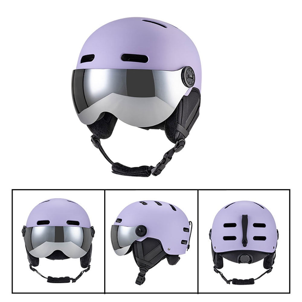Outdoor Sports Ski Helmet with Integrated Electroplated Goggles, Unisex ...