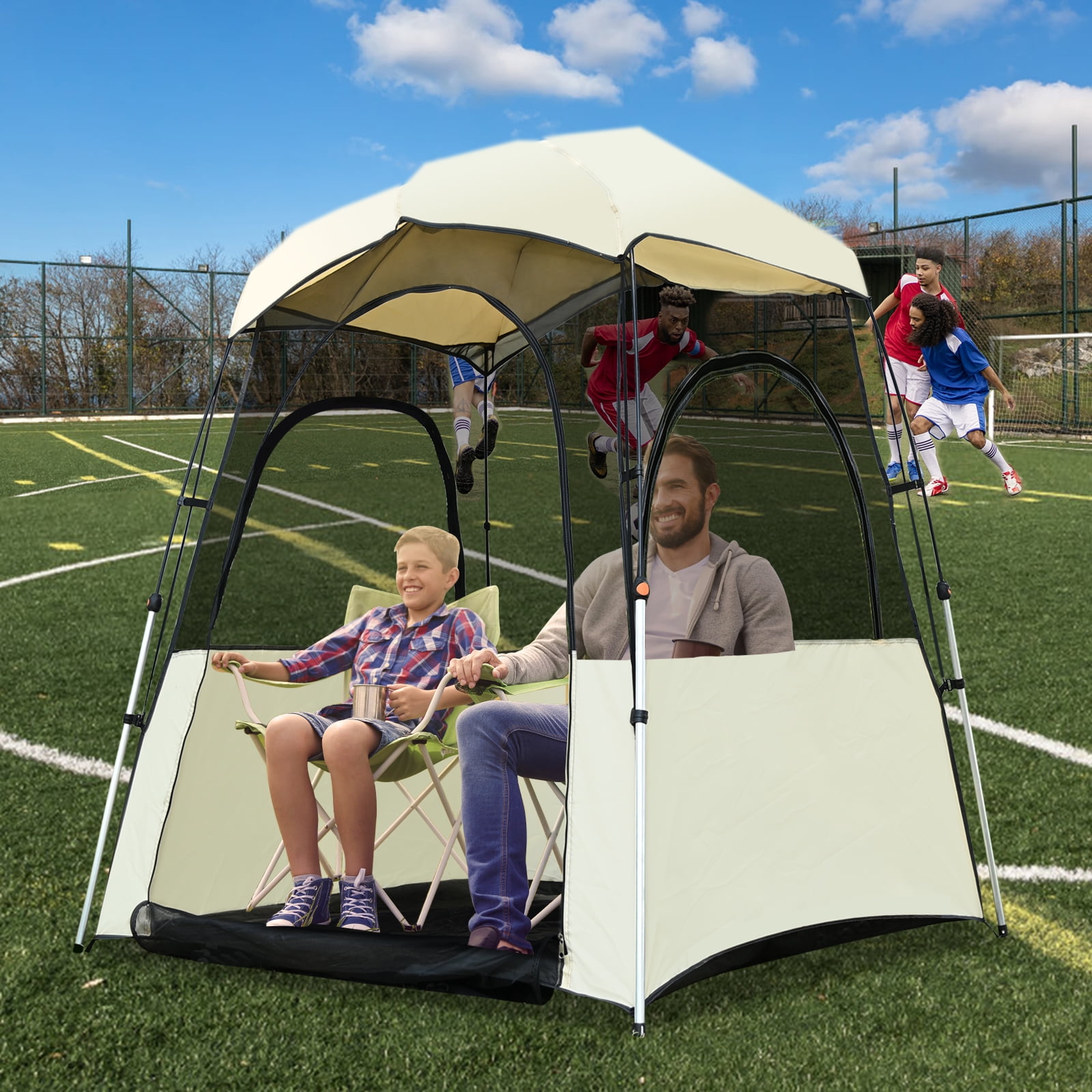 Outdoor Sports Tent Pop Up Shelter with Removable Waterproof Top Cover ...