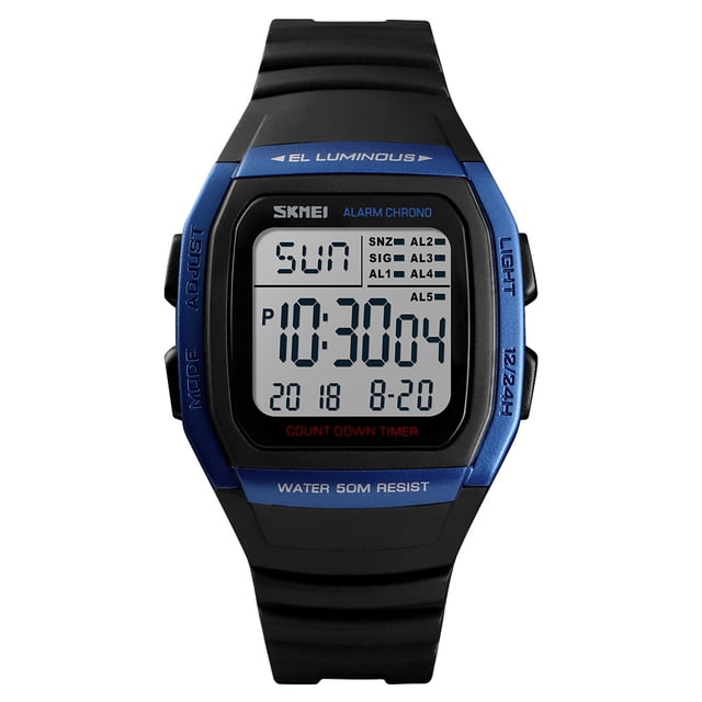 Outdoor Sports Watch with 5 Alarms, Dual Time, and Waterproof Design ...