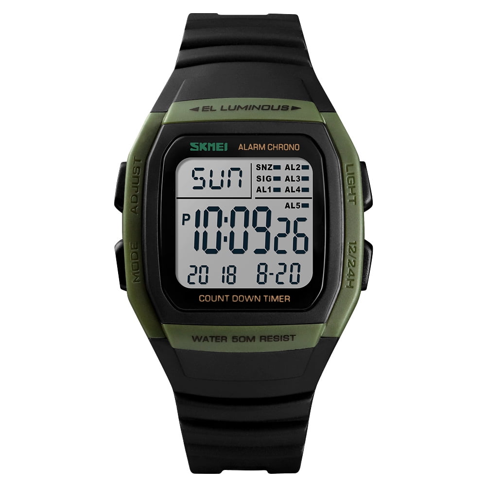Outdoor Sports Watch with 5 Alarms, Dual Time, and Waterproof Design ...