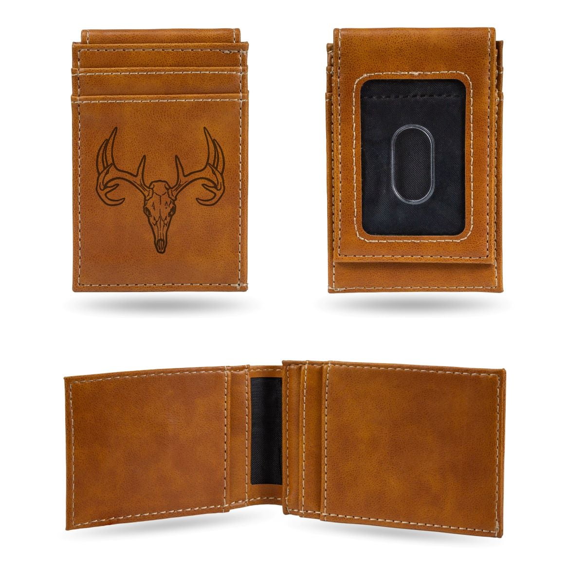 Outdoor Sportsman Big Buck Skull Rack Brown Money Clip Front Pocket ...