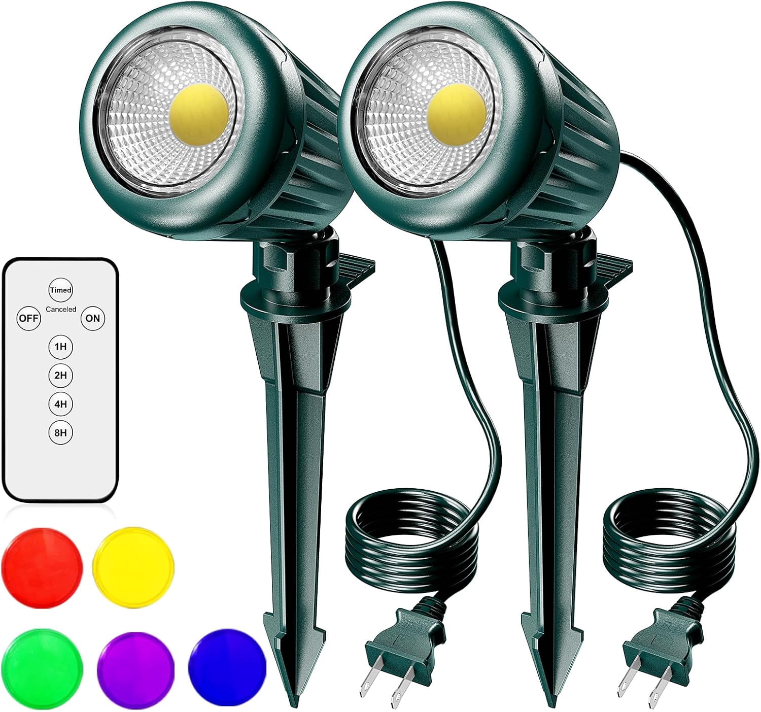 Outdoor Spot Lights for Yard,120V Plug-in Christmas with Timer Remote ...