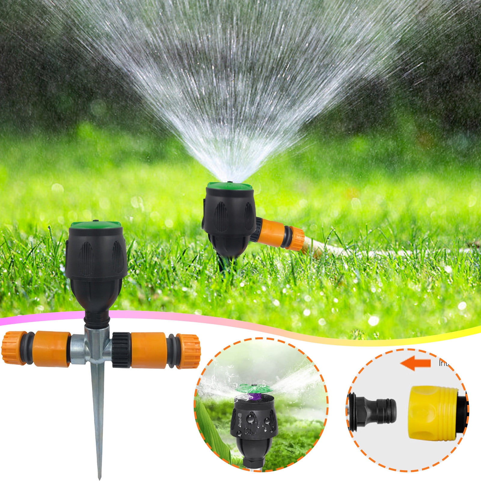 Outdoor Sprinkler System, 360 Rotating Head, 4-Point Design, Medium ...