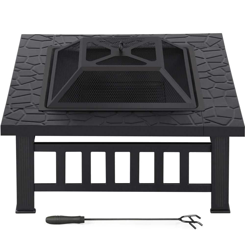 Outdoor Square Fire Pit Metal Garden Stove Brazier For Barbecue Heating ...