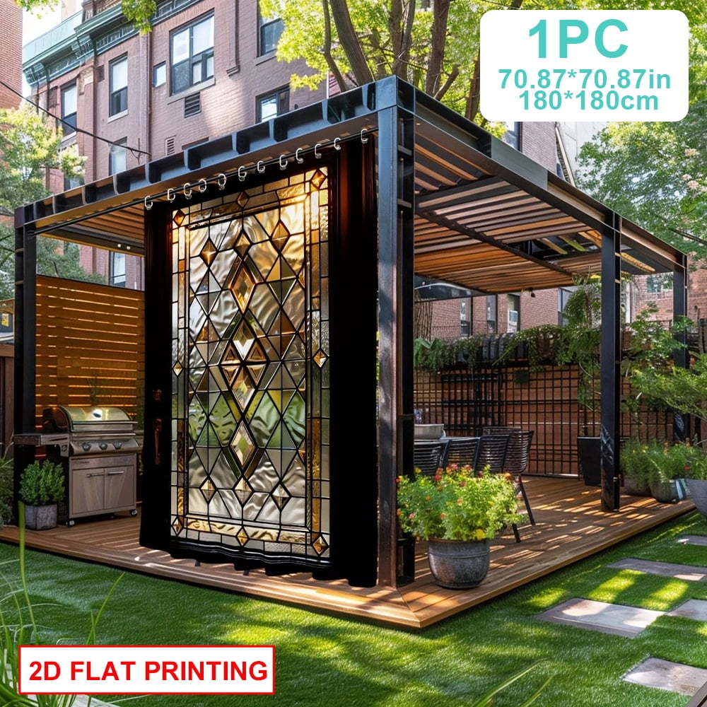 Outdoor Stained Glass Windows Curtains, Waterproof Glass Pattern ...