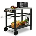 Outdoor Stainless Steel Grill Cart, Movable Pizza Oven Table Stand ...