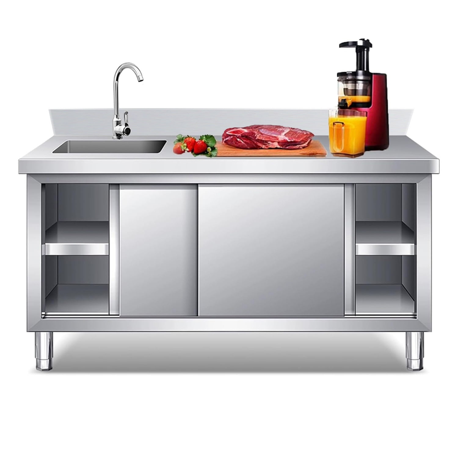 Outdoor Stainless Steel Kitchen Sink With Cabinet, Freestanding Laundry ...